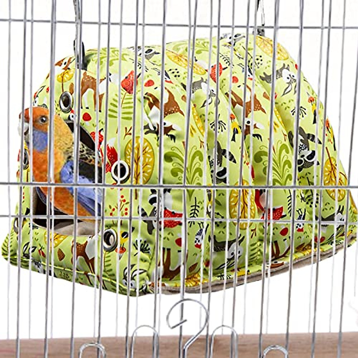 Yajuyi Winter Parrot Cage Hammock Parrots Bird Bed Perch Swing Birdcage Accessories Parrot Shed Birds Hanging Nest for Finches Cockatoo Bluebirds, M
