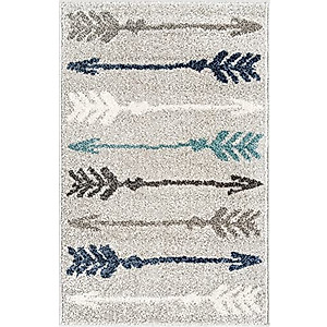 Unique Loom Autumn Collection Area Rug - Arrow (2' x 3' 1" Rectangle, Light Gray/ Black)