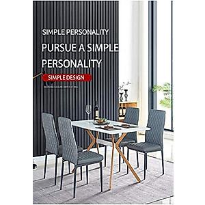 Tansole Dining Chair Set PU Leather Living Room Chair Modern Kitchen Armless Side Chair with Metal Legs for Restaurant Small Household (Grey, Set of 4)