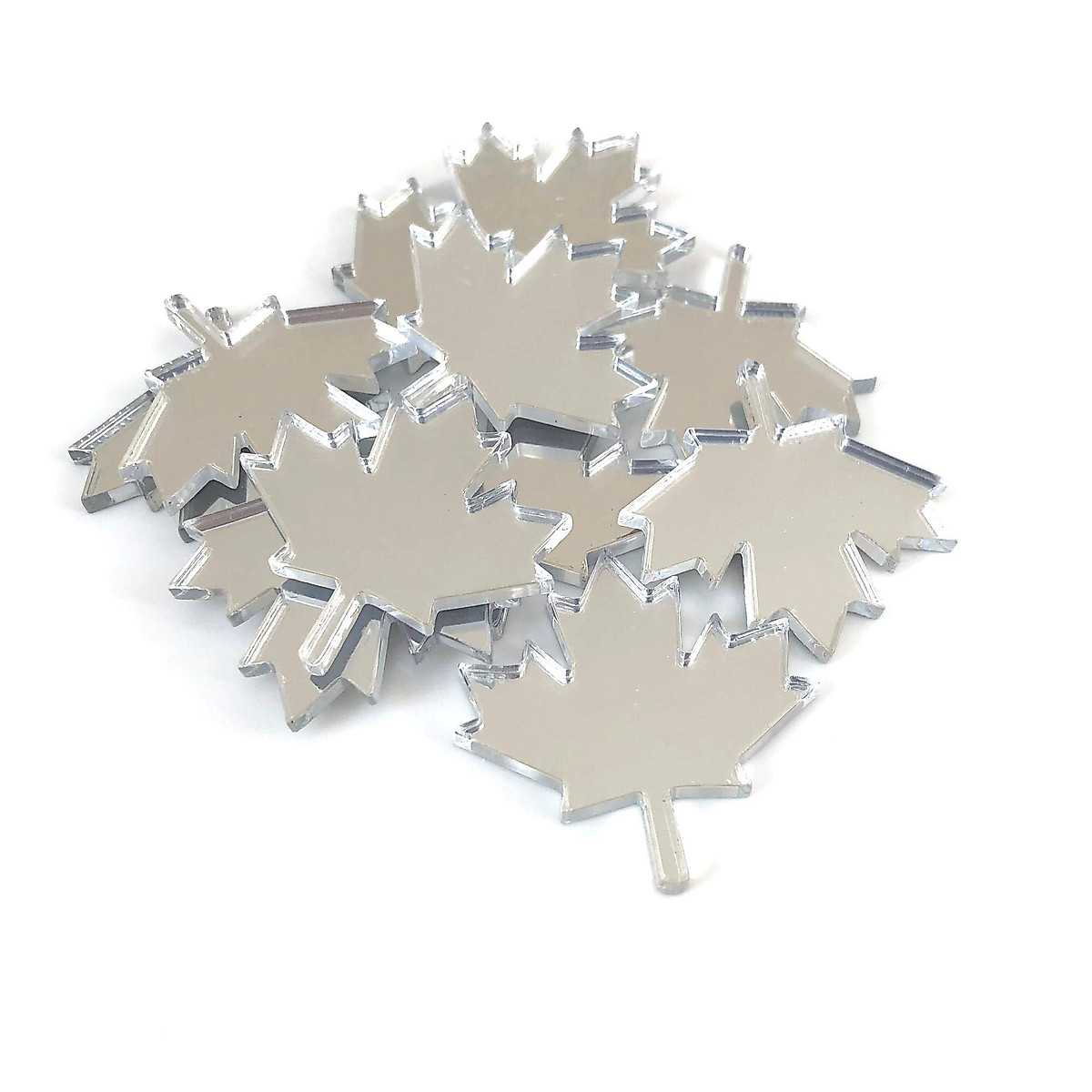 Super Cool Creations Canadian Maple Leaf Shaped Crafting Mirrors, Set of 10, Many Colours, Shatterproof Acrylic, Mocha Brown, Pack of 20 x 2cm
