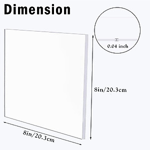 Acrylic Sheet Clear Cast Plexiglass 8 x 8 inches Square Panel 0.04" Thick (1mm) Clear Plastic Plexi Perspex Plate Panel with Protective Film for Signs, DIY Display Projects, Craft