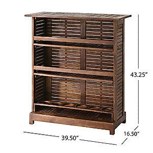 Christopher Knight Home Riviera Acacia Non-FSC KD Wood Bar, Rich Mahagony, Dimensions: 39.40”L x 16.50”W x 43.30”H