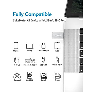 XAOSUN [10Gbps] USB C to USB Adapter (2 Pack), 3.1 USB C to USB A Adapter, Support Superfast Data Sync(OTG) & Fast Charging, Fit for MacBook Pro, MacBook Air, iPad Pro, Galaxy, Moto, Nintendo Switch