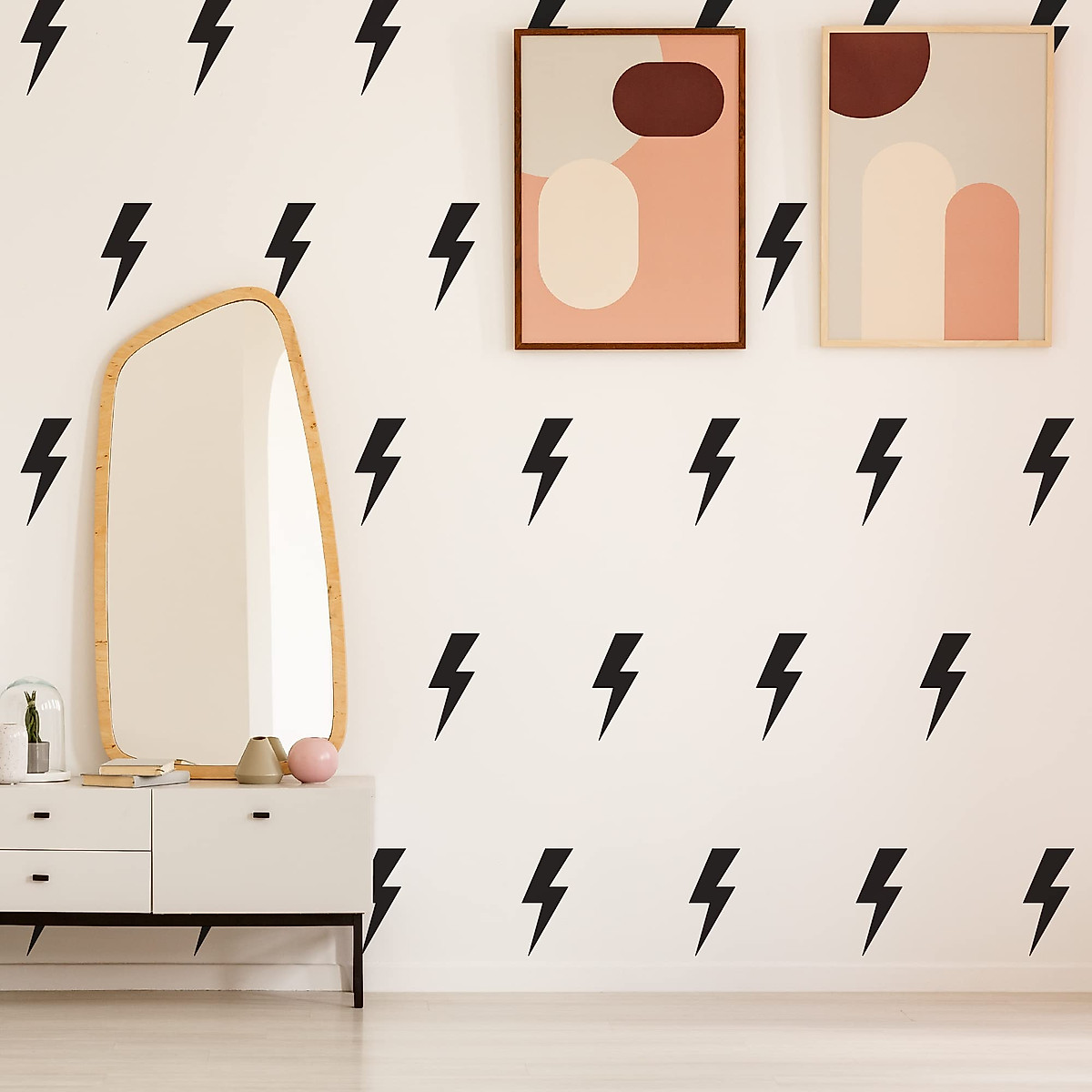 SHYJSHYJ Large Black Vinyl Lighting Bolt Wall Decals, Peel and Stick Modern Thunder Stickers for Teens Boys Girls Students Bedroom Living Room Dorm Office Home Wall Art Decor