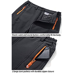 CARWORNIC Men's Snow Ski Pants Waterproof Softshell Fleece Lined Outdoor Hiking Snowboard Pants with Ankle Zipper