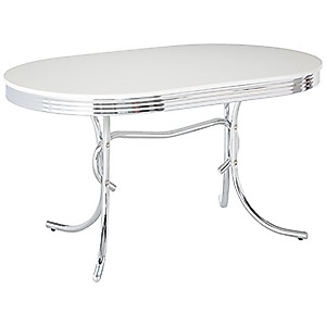 Coaster Retro Oval Dining Table White and Chrome