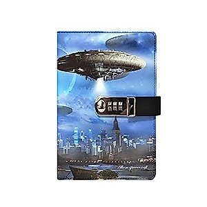 Notebooks A5 Notebook Horizontal Line Inside Page Journal Planner Writing Travel Diary Password with Digital Password 260 Pages Journal Diary (Color : Blue)