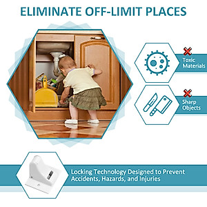 Dyoac Magnetic Cabinet Locks Baby Proofing Children's Invisible Lock for Cabinets, Doors, Drawers - Easy to Install Children Proofing (4 Locks and 1 Key)