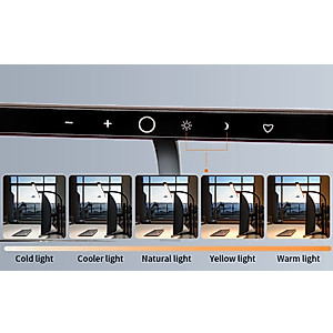 AETEE LED Architect Desk Lamp with Clamp Eye-Care and Desktop Use Desk Lamps for Home Office Dimming and Adjustable Color Temperature 12W Black