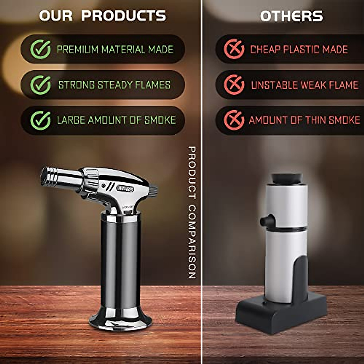 Cocktail Smoker kit with Torch-Cocktail Smoker kit-Whisky and Bourbon-Silver Black (No Butane)