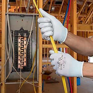 SHOWA Atlas 370W Nitrile Palm Coating Glove, White, X-Large (Pack of 12 Pairs)