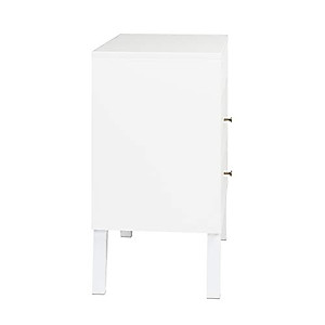 Prepac Milo Mid-Century Modern 2 Drawer Nightstand With Open Shelf, 16"D x 22.5"W x 29.5"H, White