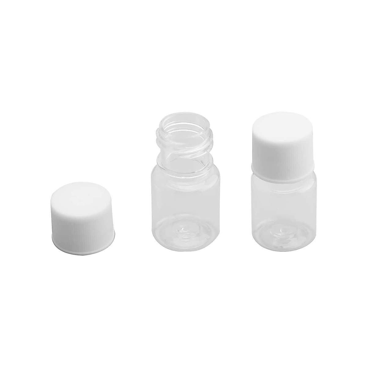 Bettomshin 20Pcs 5ml PE Plastic(Food Grade) Bottles, Sample Bottle Wide Mouth Sealing Storage Lab Container White for Sample Storage Transparent