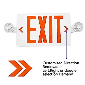 OSTEK Red LED Exit Sign with Emergency Light, Two LED Adjustable Head Emergency Exit Lights with Battery Backup, Dual LED Lamp ABS Fire Resistance UL-Listed (Red) (Red)