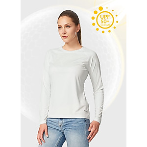 BALEAF Women's UPF 50+ Sun Shirts Long Sleeve UV Protection Rash Guard Lightweight Quick Dry SPF Hiking Tops Outdoor Clothing White Size L