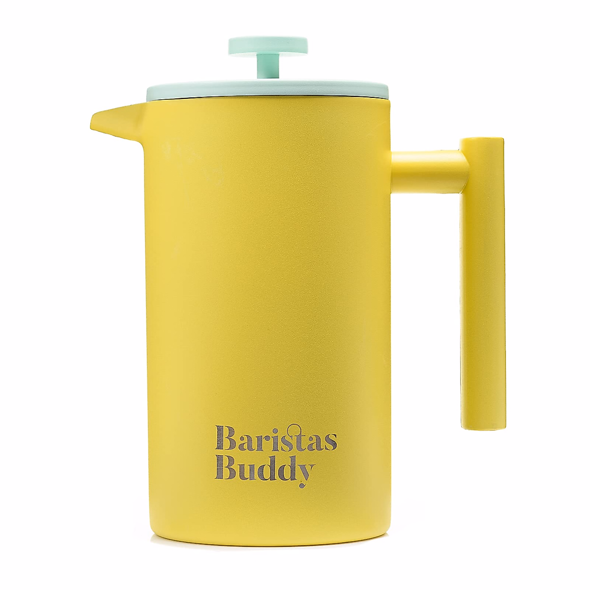 BaristasBuddy Yellow French Press Coffee Maker - Colorful, Retro And Stylish Insulated Coffee Brewer - Large Size Brews 4 Cups