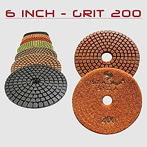 STADEA Premium Grade Wet 6" Diamond Polishing Pads Set For CONCRETE Polish