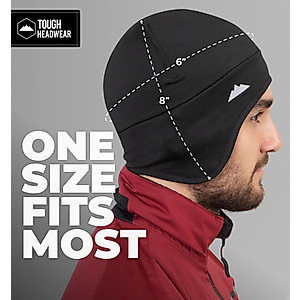 Tough Headwear Thermal Helmet Liner Skull Cap, Hard Hat Liner, Mens Beanie, Winter Cycling Cap & Running Gear, Ski Hat Black