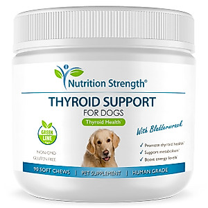 Nutrition Strength Thyroid Supplement for Dogs, Support for Hypothyroidism in Dogs with Organic Bladderwrack, Promotes Normal Function of Endocrine and Enzyme Systems, 90 Soft Chews
