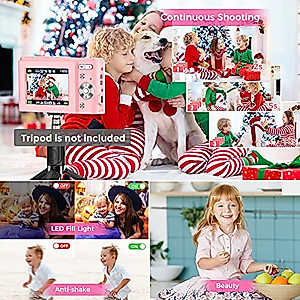 Digital Camera, NEZINI 2 Charging Mode Mini Kids Camera, Full HD 1080P 36MP 2.4 Inch LCD Vlogging Camera for Kids, 16X Zoom Compact Pocket Camera Point and Shoot Camera for Kids Beginners (Pink)