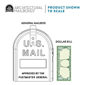 Architectural Mailboxes Admiral Aluminum Post Mount Mailbox, Compatibility Code A, ADM11WAM, Textured White, Medium Capacity