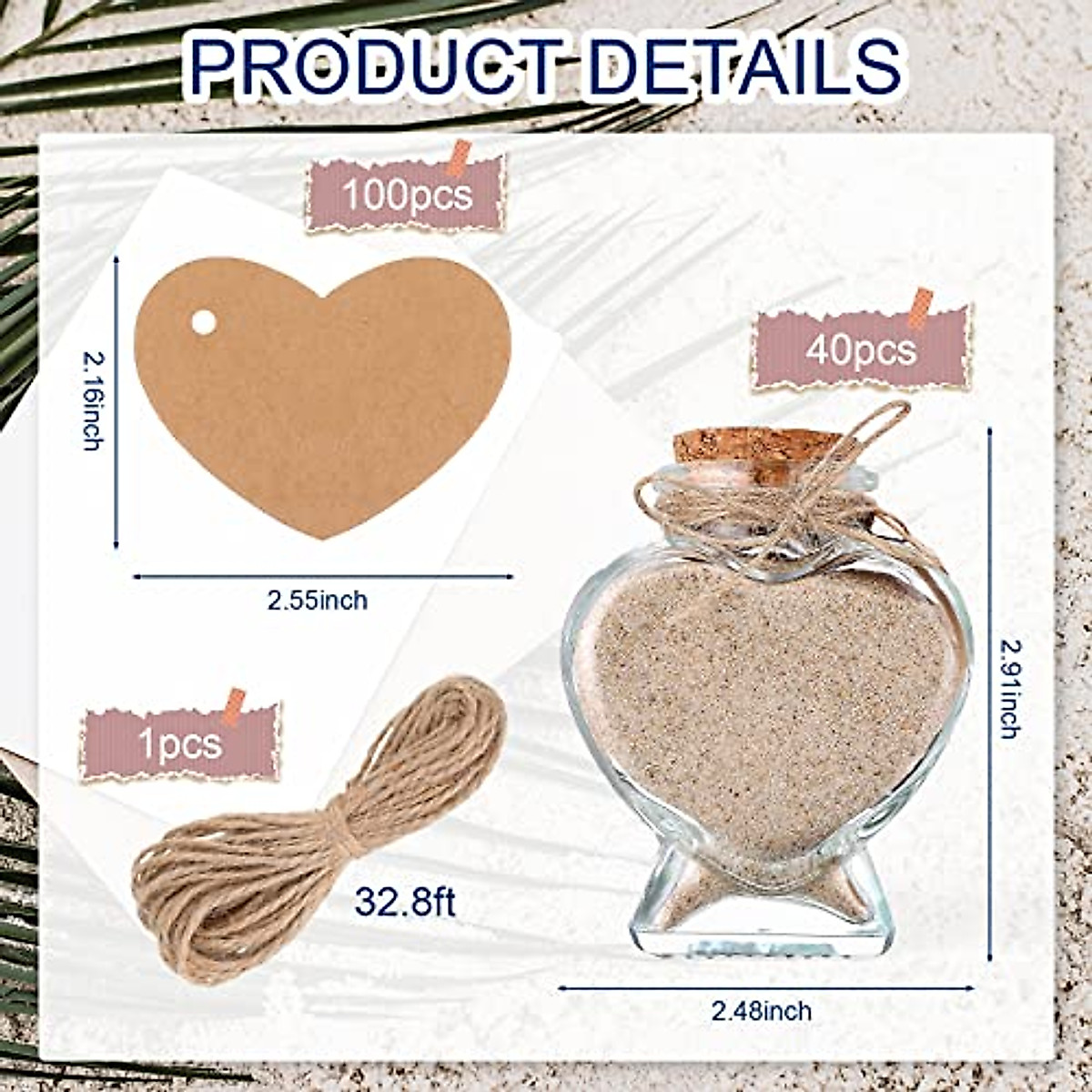 141 Pcs Heart Shaped Small Glass Jars with Cork Lids, Label Tags and String Honeymoon Glass Favor Jars Small Heart Glass Wish Bottles Keepsake Couple Wedding Gifts Valentines Day Party Decoration DIY