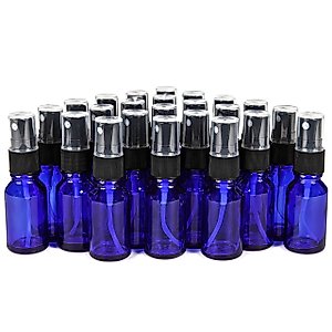 Vivaplex, 24, Cobalt Blue, 15 ml (1/2 oz) Glass Bottles, with Black Fine Mist Sprayer's