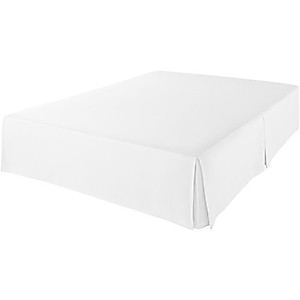 Amazon Basics Lightweight Pleated Bed Skirt - Queen, Bright White & Lightweight Super Soft Easy Care Microfiber Bed Sheet Set with 14-Inch Deep Pockets - Queen, Bright White