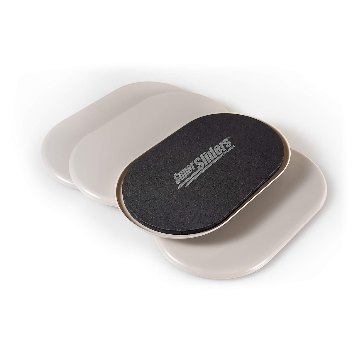 Super Sliders 5 3/4" x 9 1/2" Oval Reusable Furniture Sliders for Carpet - Effortless Moving and Surface Protection, Beige (8 Pack)