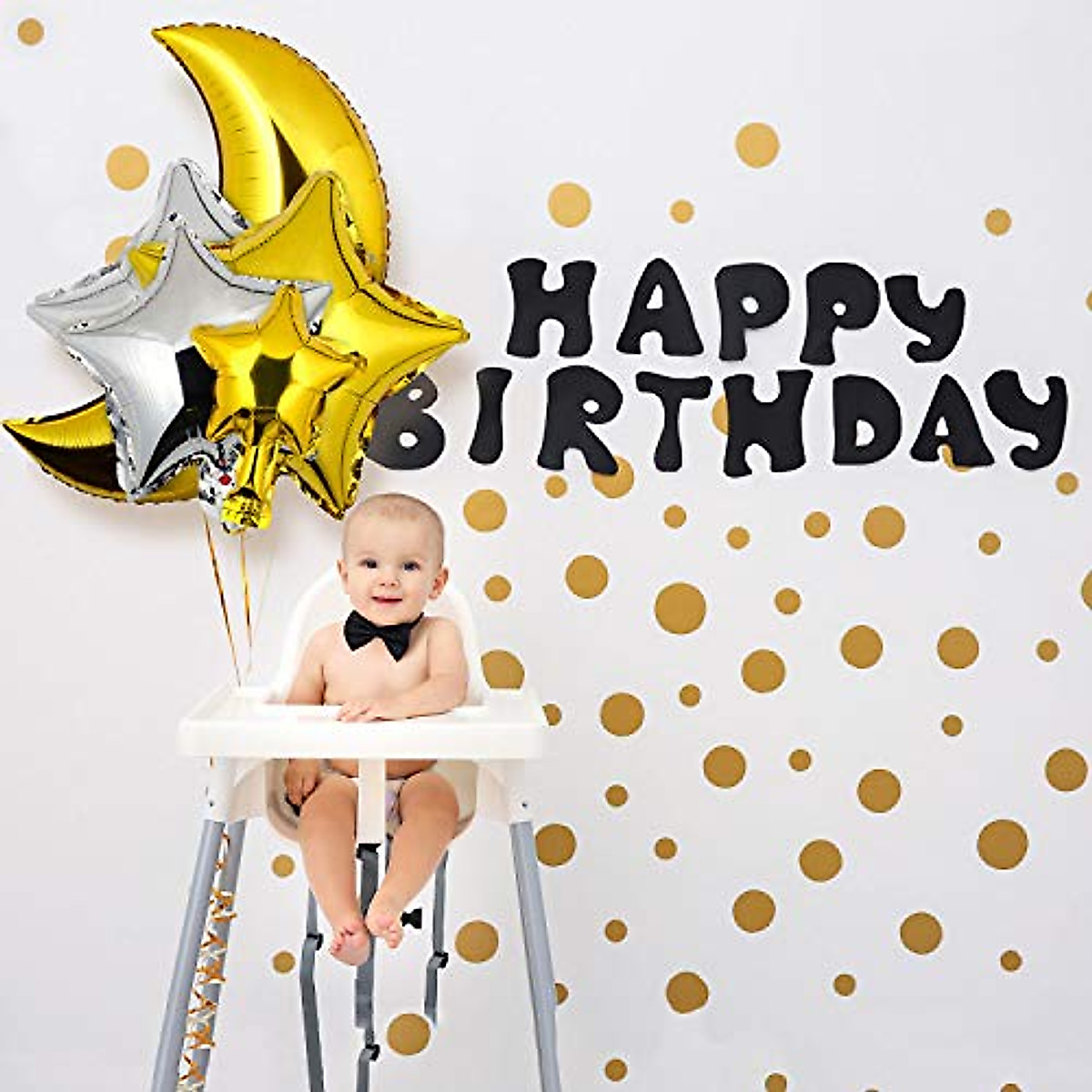 60 Pieces Large Moon Foil Balloons 18/ 36 Inch Moon Balloons 5/ 10/ 18 Inch Silver Gold Foil Star Balloons Mylar Balloons for Party Decoration Baby Shower Birthday