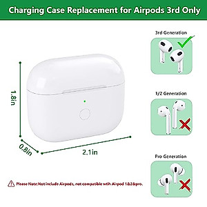 Wireless Charging Case Replacement - Compatible with AirPod 3, Qi-Certified for Air Pods 3rd Gen Charger Cases, Support Bluetooth Pairing Sync Button, 600 Mah Built-in Battery, Without Earbuds, White
