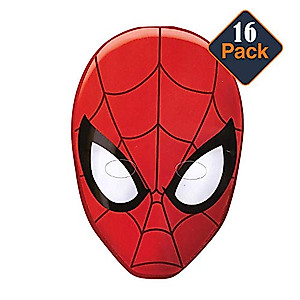 Spiderman Super Hero Birthday Party Supplies Bundle Pack for 16 Includes Dessert Plates, Napkins, Table Cover, Happy Birthday Banner, Paper Masks, Favor Loot Bags, Favor Bracelets, Mylar - 84 Pieces