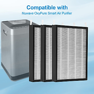 FCFMY 3 Packs HEPA/Carbon Combo Replacement Filters for NuWave Large Area OxyPure Air Cleaner Purifier 47001, 47002, 47003, and 47004