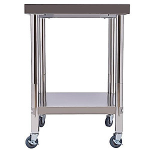 Food Prep Stainless Steel Table, Commercial Heavy Duty Food Prep Worktable, Work Table with Under-shelf Suitable for Restaurant, Home, Medical Offices and Hotel