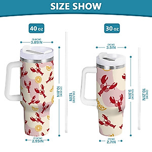 Slewiaeky Skinny Shrimp Lobster 40 oz Tumbler with Handle Straw and Lid Crayfish Stainless Steel Vacuum Insulated Reusable Water Bottle Glasses Travel Mug Thermal Cup for Home Office Car