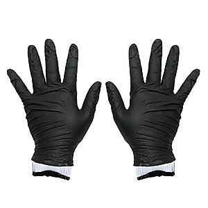 LavaLock Disposable Nitrile BBQ Gloves with Cotton Liners for Outdoor Cooking Grilling Smokers and Barbecue Competition, Chef or Kitchen use (Large 50 Count Black)