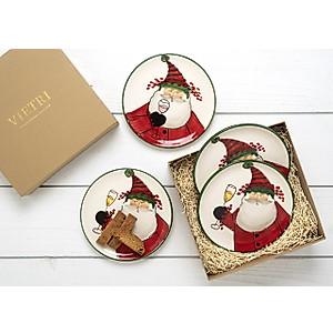 Vietri Old St. Nick Cookie Plate, 8.25" L Christmas Dinnerware for Serving Snack, Dessert & Appetizer, Multi-Color