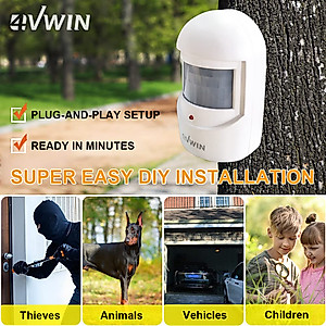 4VWIN Wireless Home Security Driveway Alarm 1 Receiver and 1 PIR Motion Sensor Detector Infrared Alert System Kit