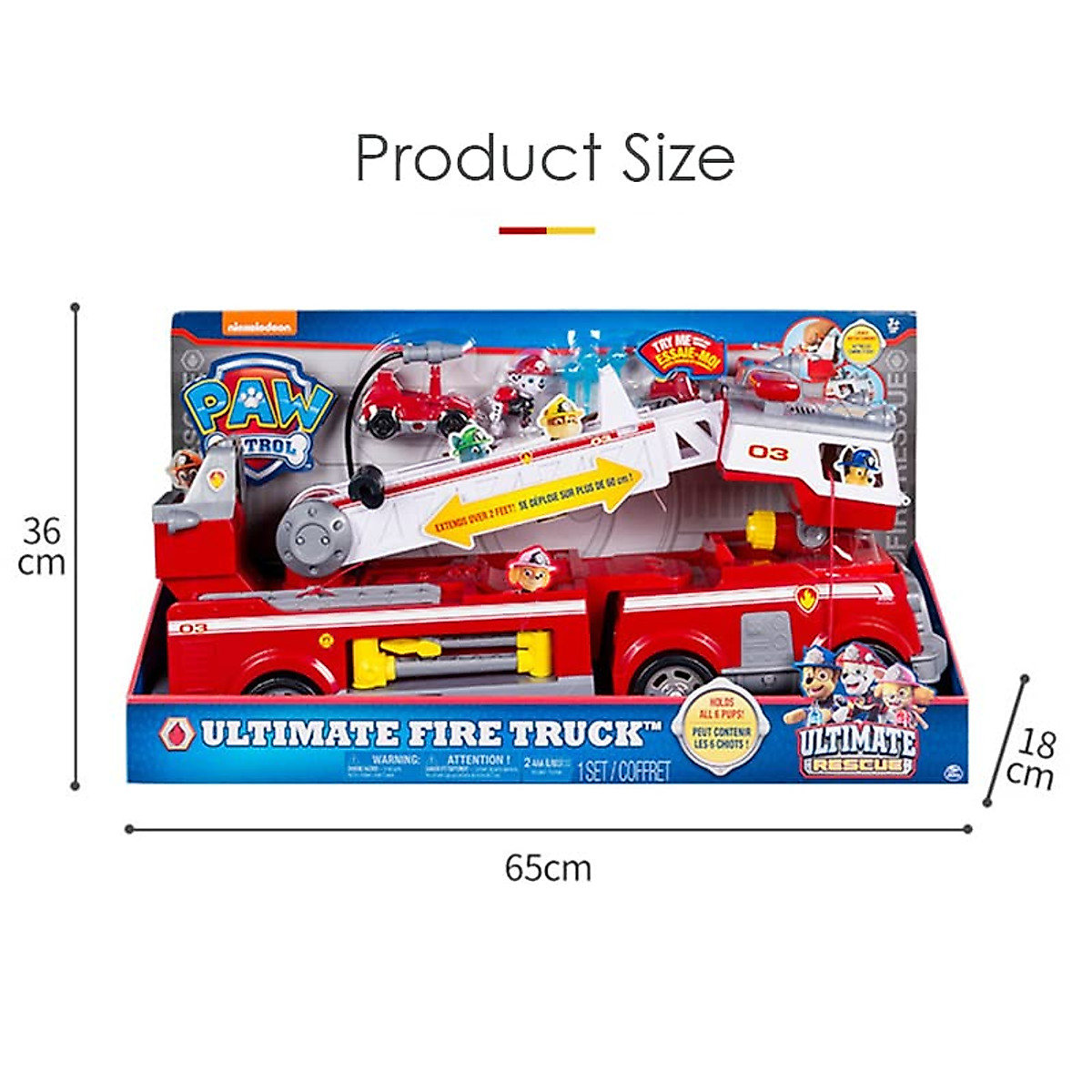 PAW Patrol Ultimate Rescue Fire Truck with Extendable 2 ft. Tall Ladder, for Ages 3 and Up
