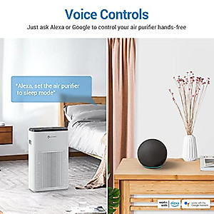 Smart WiFi Air Purifier for Home, Alexa and Google Control, Elechomes A3B True HEPA Filter Air Purifier for Large Room, Bedroom, Office Up to 320ft², Ultra Quiet Sleep Mode