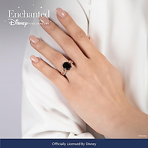 Jewelili Enchanted Disney Fine Jewelry Sterling Silver and 10k Rose Gold 1/10 Cttw Diamond and Black Onyx Maleficent Ring Size 6