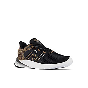 New Balance Kid's Fresh Foam Roav V2 Lace-up Sneaker, Black/White/Copper Metallic, 3 Little Kid