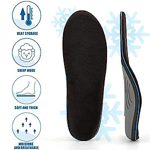 Walkomfy Warm Wool Insoles Winter Thick Outdoor Wool Shoe Inserts, Warm Work Boot Shoe Insoles Arch Support Orthotics Plantar Fasciitis Insoles for Women and Men