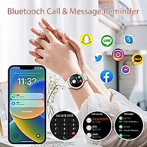 Getfitsoo Round Smart Watches for Women, Bluetooth Waterproof Smartwatch Call Receive/Dial for Android iOS Phones, 1.32" Touch Screen Fitness Tracker Watch with Sleep/Heart Rate/Blood Oxygen Monitor