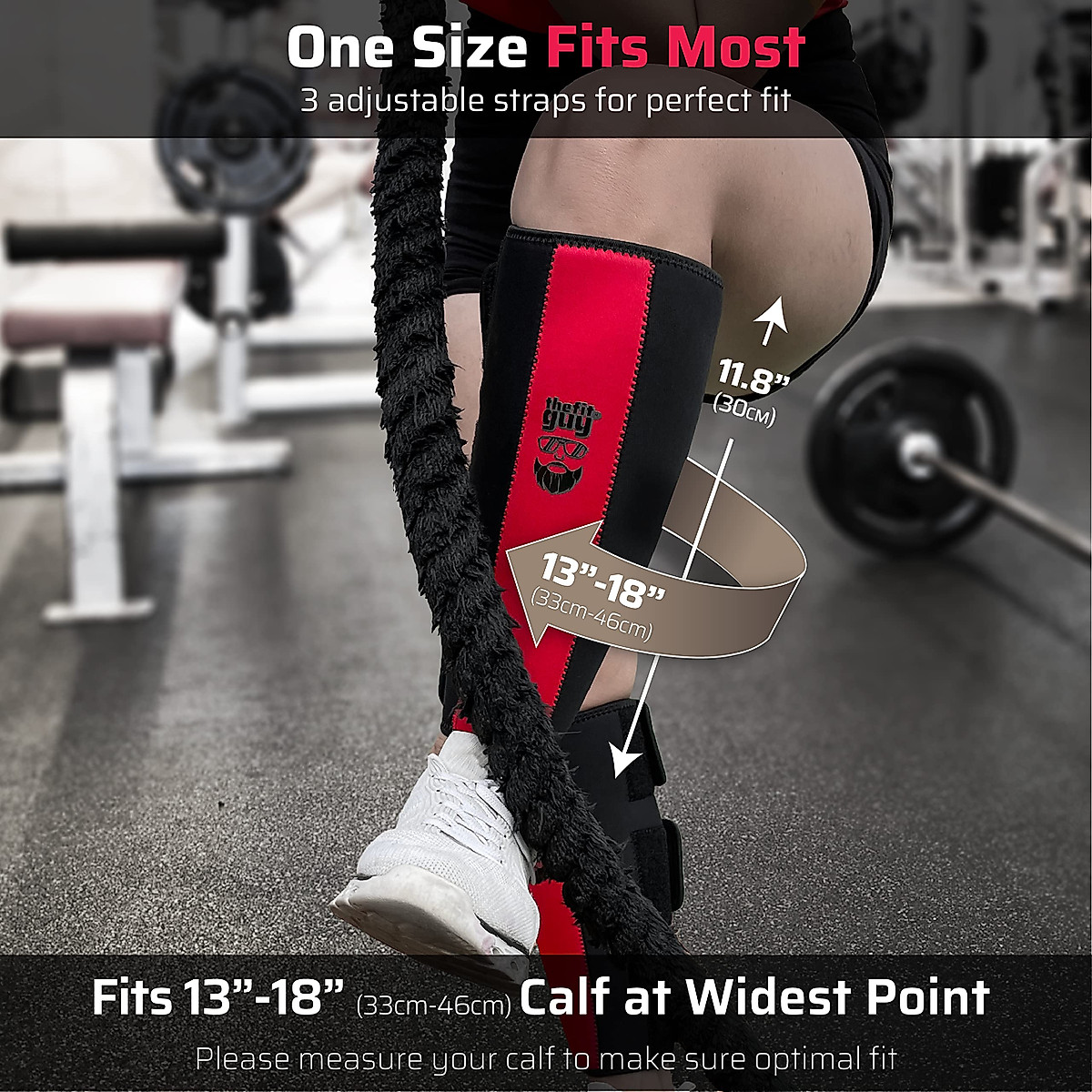 THEFITGUY Rope Climbing Shin Guards, 7mm Extra Padded Adjustable Sleeves for Rope Climbing, Box Jumps, Minimizing Rope Burns & Box Hits, EasyWear, No Need To Take Off Shoes, Wear On Skin, Pants (Pair)