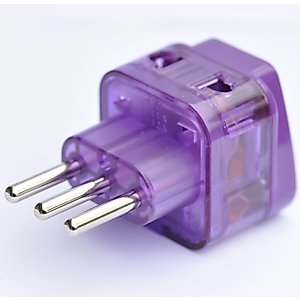 Power Travel Adapter Plug [with Built-in Surge Protector and 2 Plug-in Ports] for Italy, Chile, Uruguay