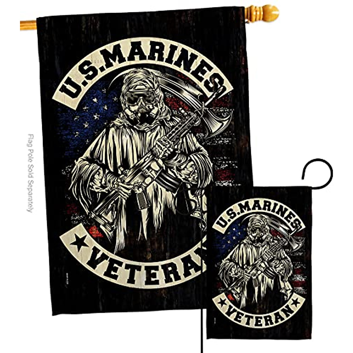 USBrotherhood Veteran Garden House Flag Set Armed Forces Marine Corps USMC Semper Fi United State American Military Retire Decoration Banner Small Yard Gift Double-Sided, Made in USA