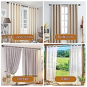 TONIAL 3/4 Curtain Rods 32 to 58 Inch(2.6-4.8ft), Telescoping Splicing Drapery Rods for Windows 20 to 53 Inch(1.7-4.4ft), Decorative Single Rod with GeometricFinial, Black