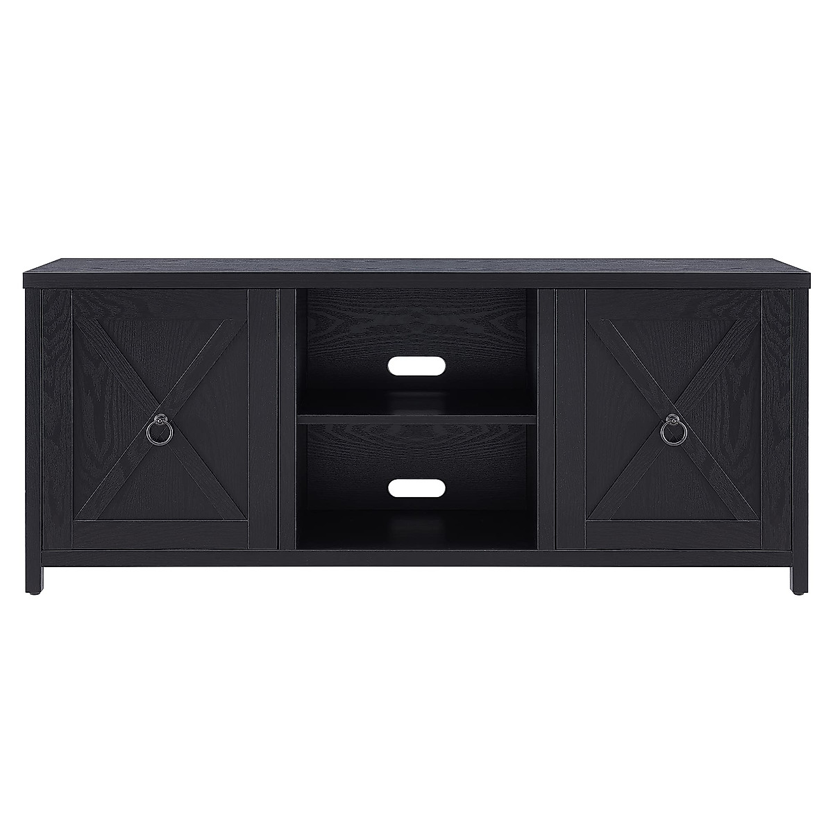 Henn&Hart Rectangular TV Stand for TV's up to 65" in Black, Electric Fireplace TV Stands for the Living Room