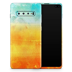 DesignSkinz Lined Orange 443 Absorbed Watercolor Texture Protective Vinyl Decal Wrap Skin Cover Compatible with The Samsung Galaxy S20 (Screen Trim & Back Glass Skin)
